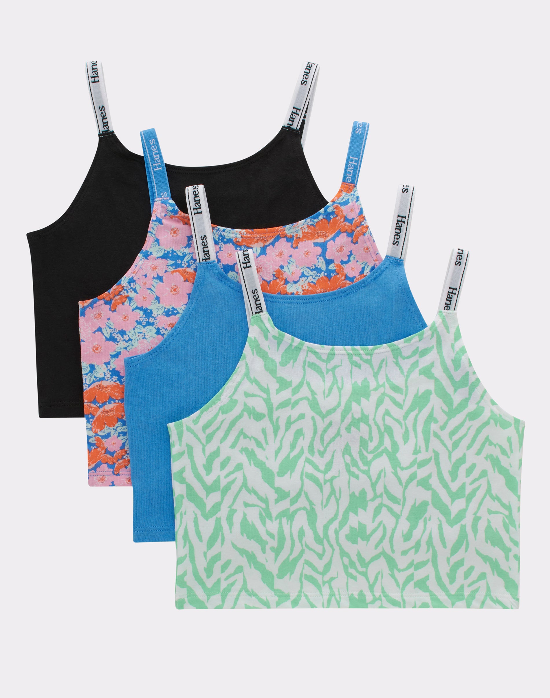 Hanes Originals Girls Underwear Crop Cami Pack Black And Assorted 4 Pack