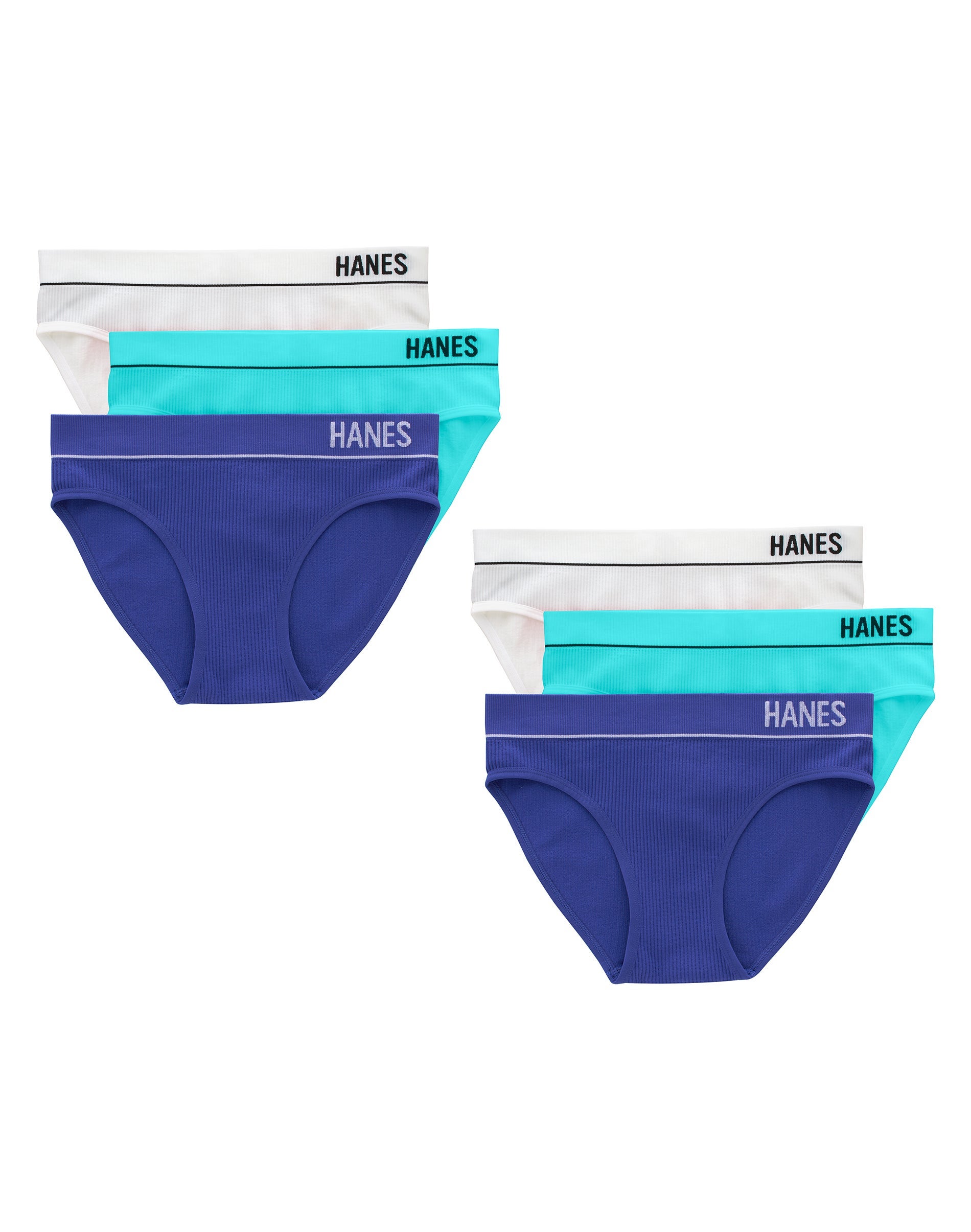 Hanes Originals Women's Seamless Rib Bikini Underwear, Assorted, 6-Pack ...