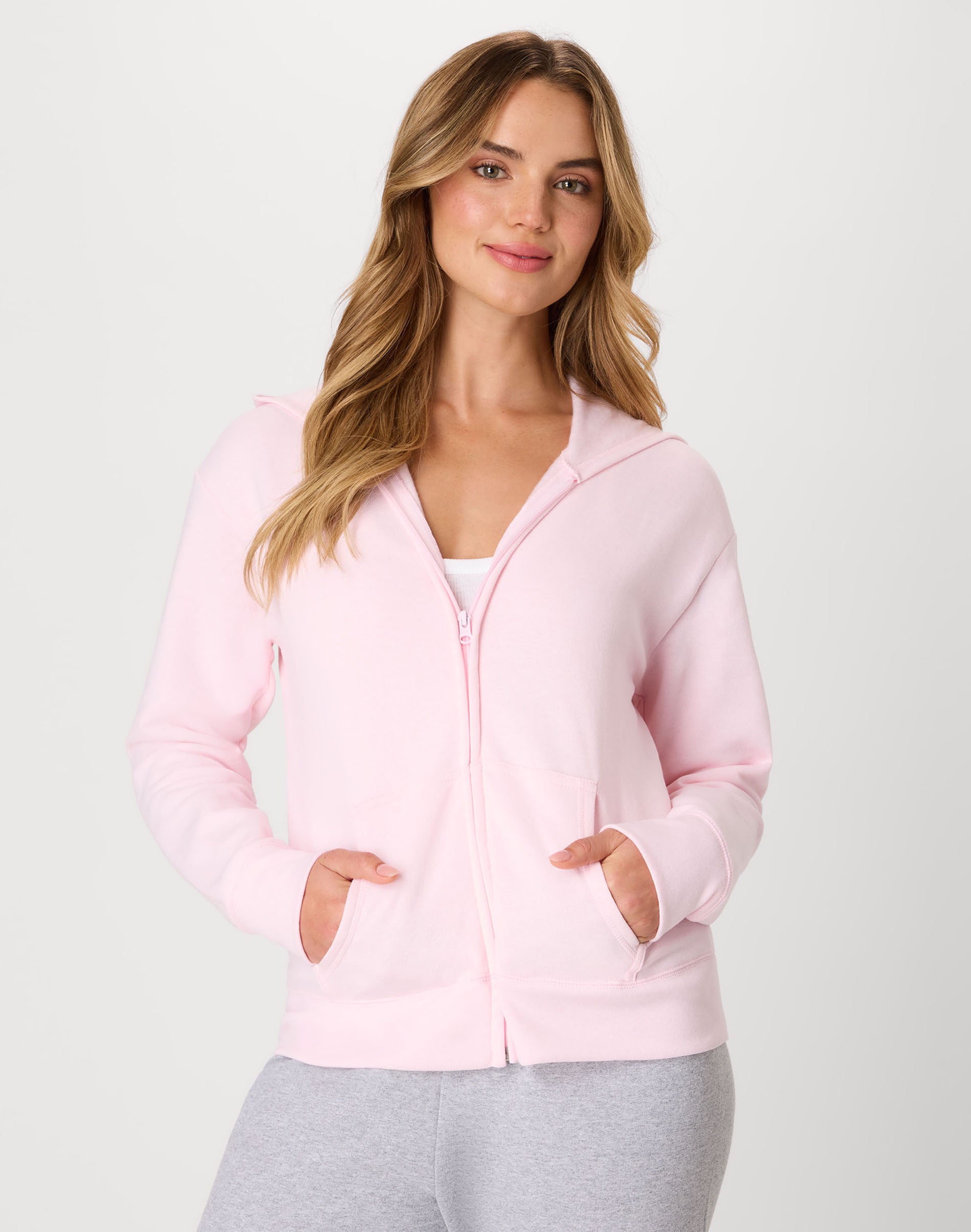 Click here for Hanes EcoSmart Womens Full-Zip Fleece Hoodie Pale... prices