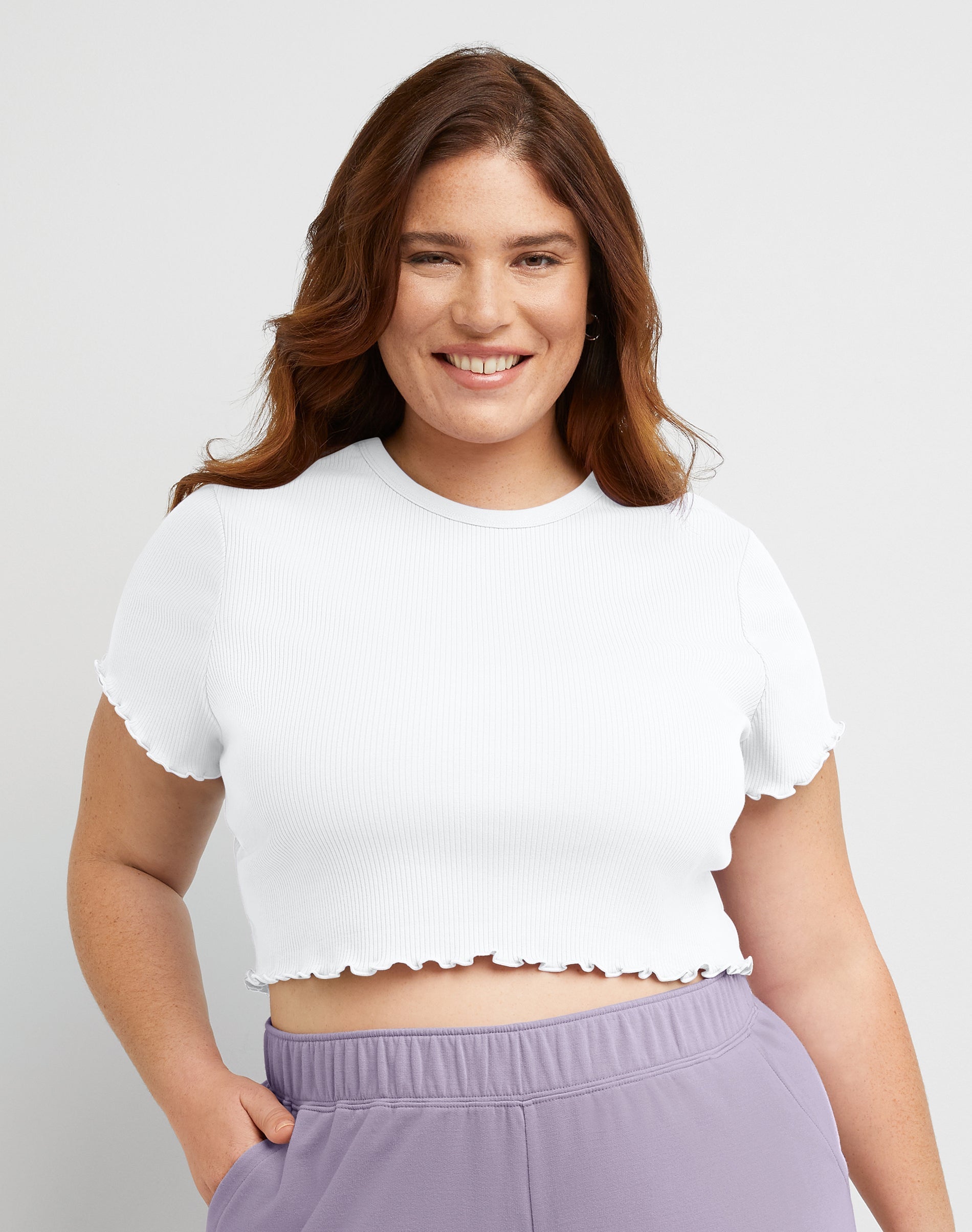 Hanes Originals Women's Rib Cropped T-Shirt Plus Size | Hanes