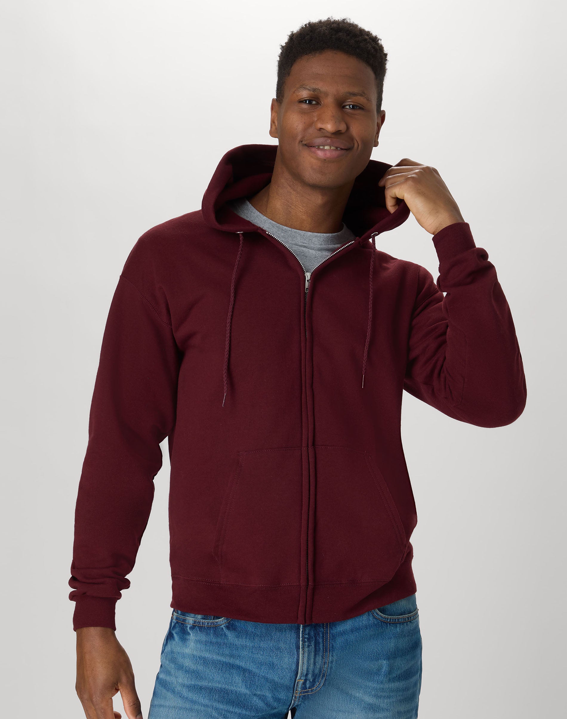 Click here for Hanes EcoSmart Unisex Full-Zip Fleece Hoodie Maroo... prices