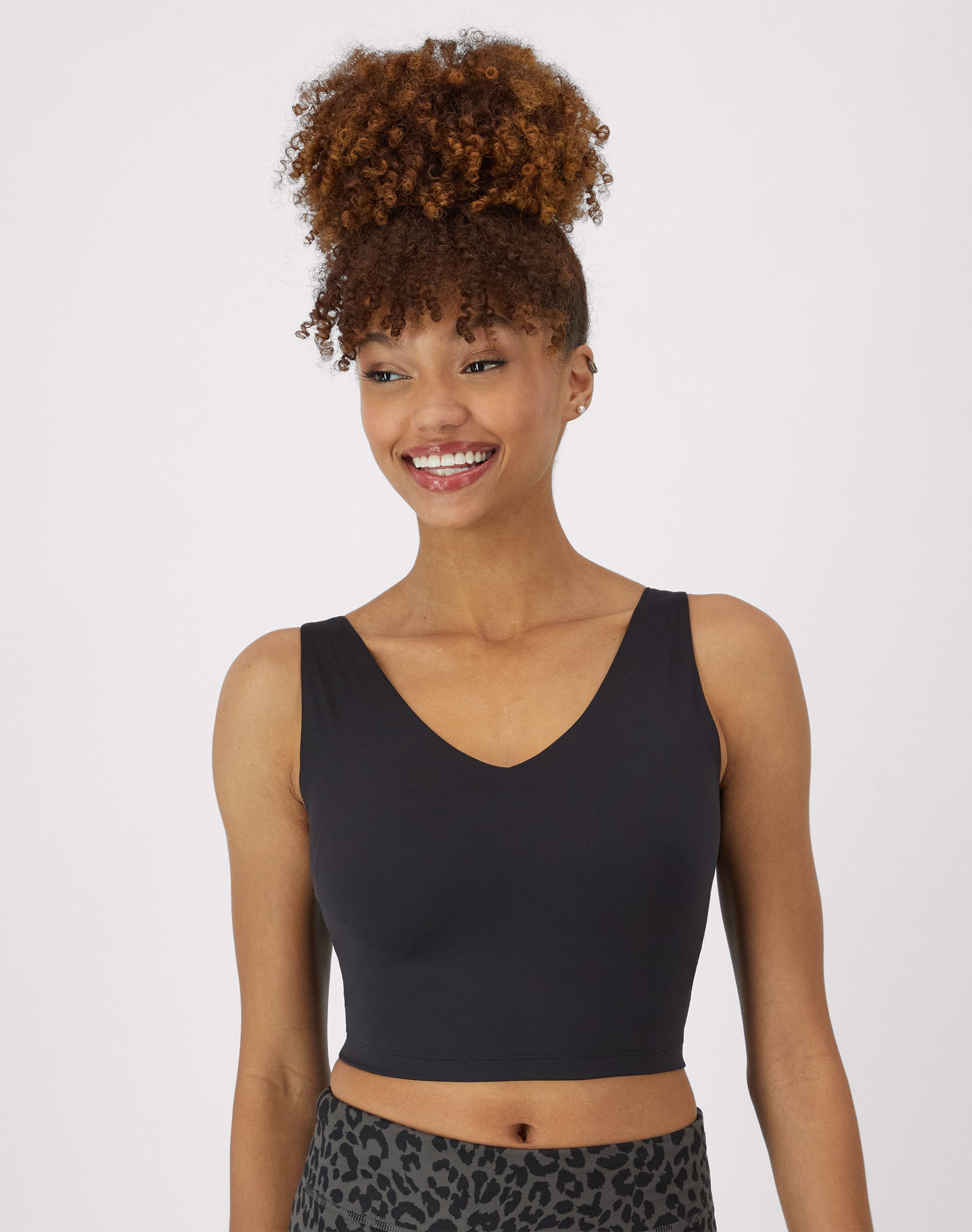 Click here for Hanes Moves Womens Padded Crop Top Black M prices