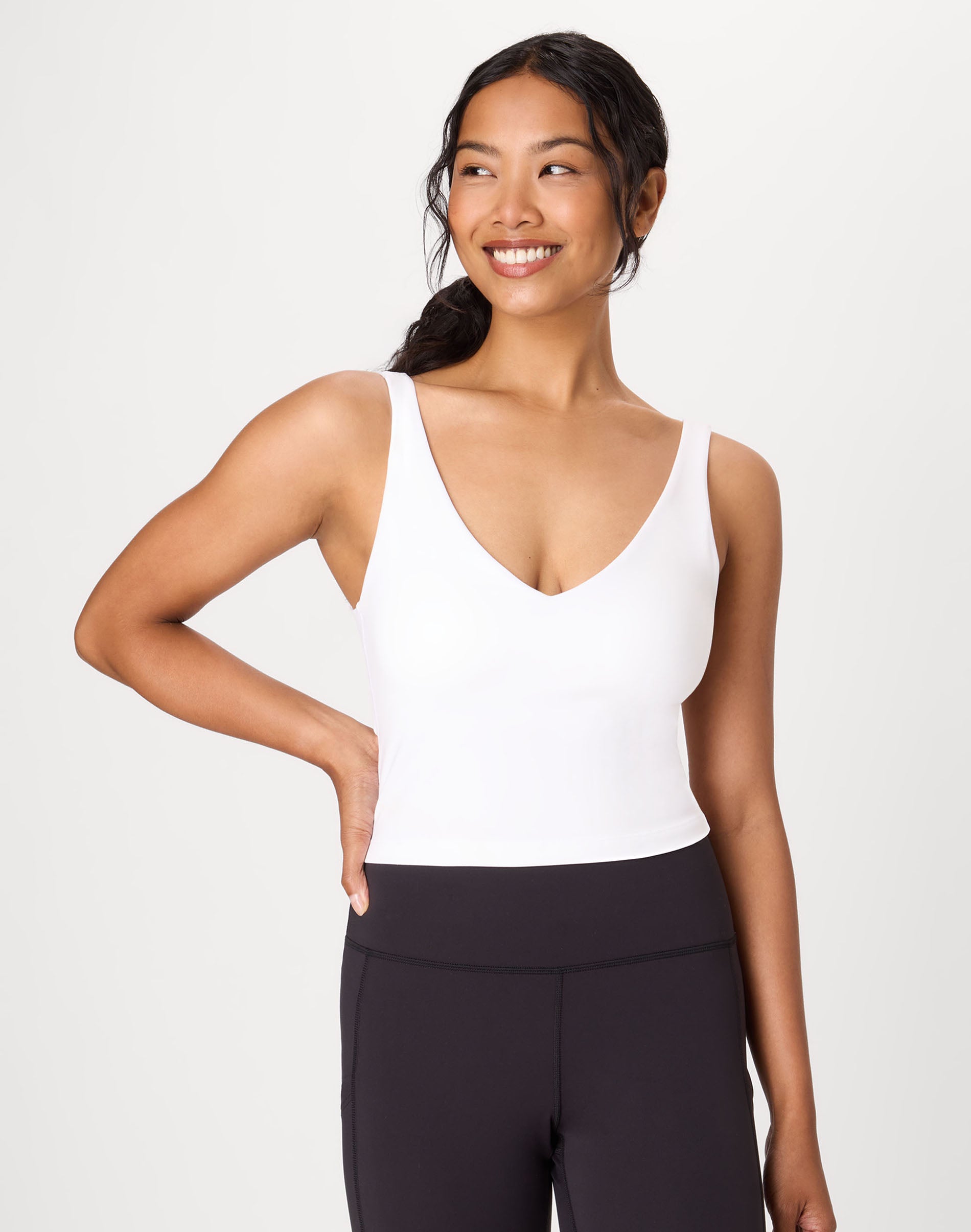 Click here for Hanes Moves Womens Padded Crop Top White L prices